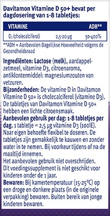 Davitamon Vitamine D 50+ 250 tabletjes: voor behoud van sterke botten
