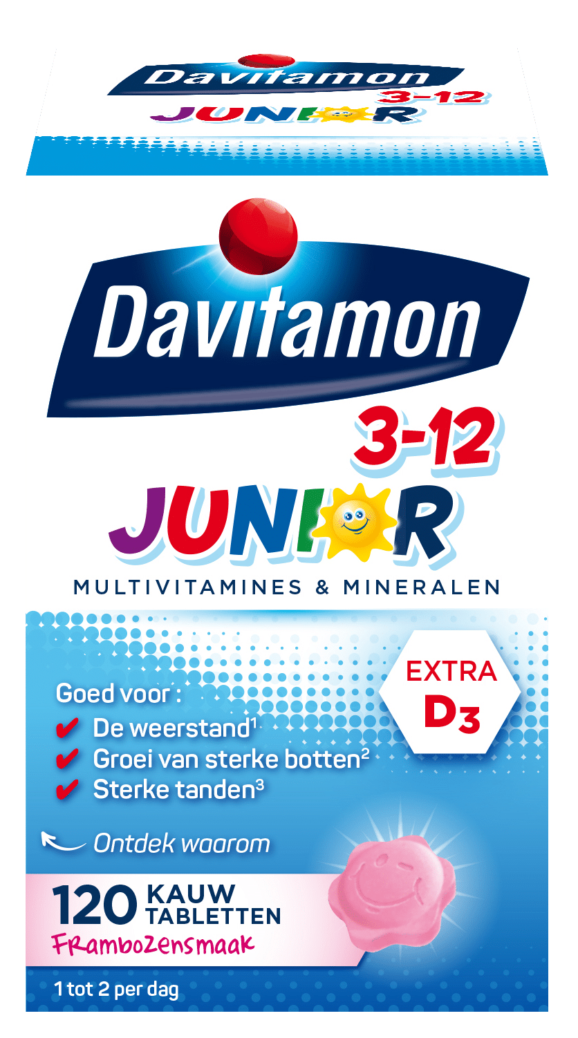 Davitamon Junior 3+ Framboos 120 KauwVitamines | Davitamon
