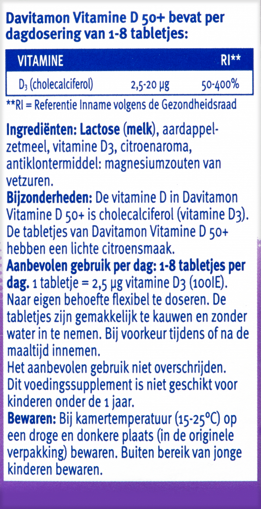 Davitamon Vitamine D 50+: voor behoud van sterke botten