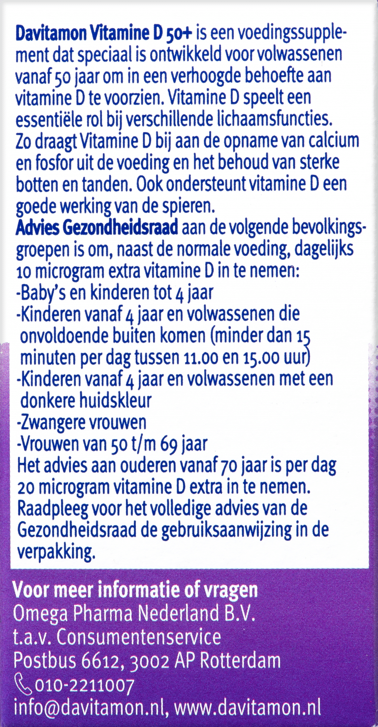 Davitamon Vitamine D 50+: voor behoud van sterke botten