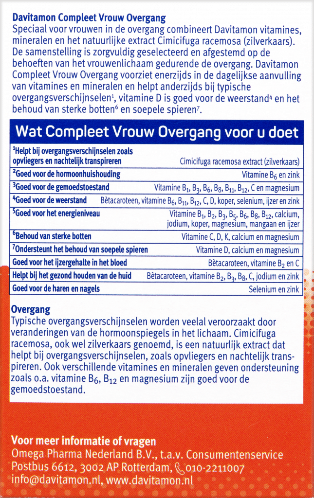 Davitamon Compleet Vrouw Overgang: helpt bij overgangsverschijnselen
