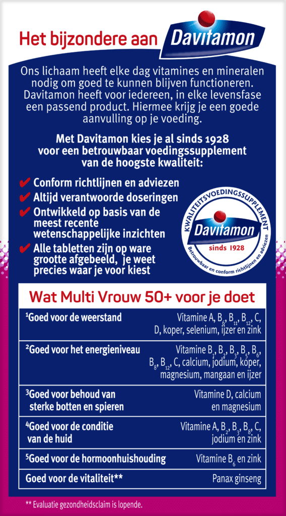 Davitamon Multi Vrouw 50+: een complete multivitamine.