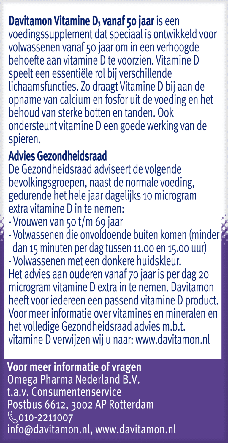 Davitamon Vitamine D3 vanaf 50 jaar: voor behoud van sterke botten